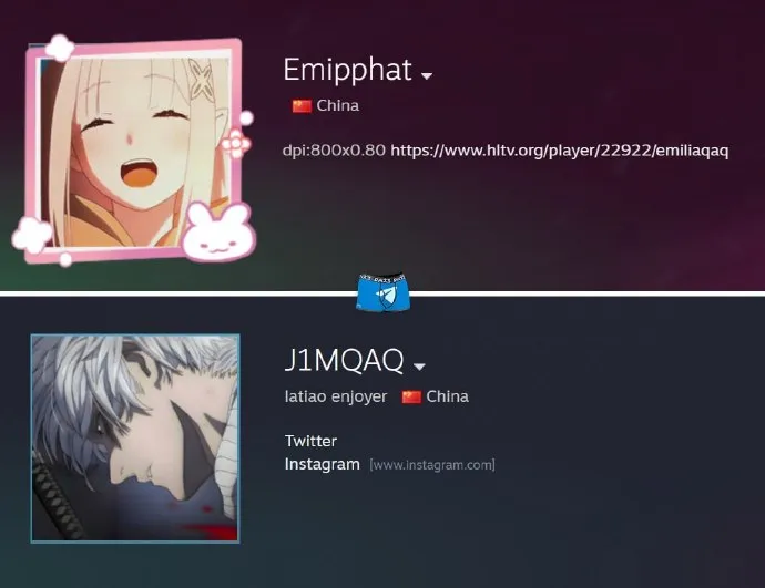 [流言板]EmiliaQAQ与Jimpphat组合ID名称：Emipphat和J1MQAQ-CS2-虎扑社区